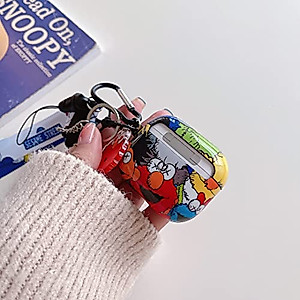 Fancy Funny Personalised and Unique IMD Process TPU Soft Airpods 3rd Generation Case,with Sesame Family Lanyard Keychain Airpods 3rd Generation Case Cover（2021 Release）