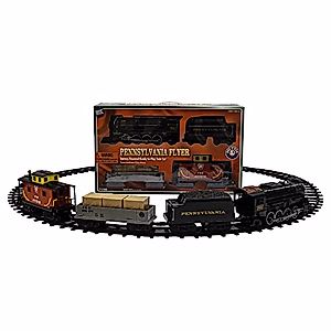 Lionel Battery-Operated Pennsylvania Flyer Freight Toy Train Set with Locomotive, Train Cars, Track & Remote with Authentic Train Sounds, & Lights for Kids 4+