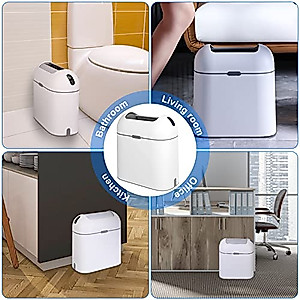 TeqHome Touchless Trash Can, Smart Bathroom Garbage Can W/Automatic Lid, 4.6 Gal Modern Motion Sensor Trash Bin, Butterfly Slide Away Lid, 5-Sec Disassembly&Assembly, for Kitchen Office Toilet Bedroom