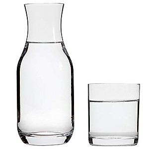 Lily's Home Bedside Night Water Carafe with Tumbler Glass, Use in Bedroom Bathroom, or Kitchen, Use Cup as Lid, 16 Ounces