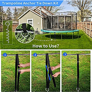 4-Pc Pack Spiral Stakes Heavy Duty Anchor Kit for Trampoline Steel Stakes Anchor Kit for Trampolines, Tents, tarps, Canopies,car Ports,Dog tie Out and etc Bonus Tie Down Straps 4-Pc Pack(Silver)