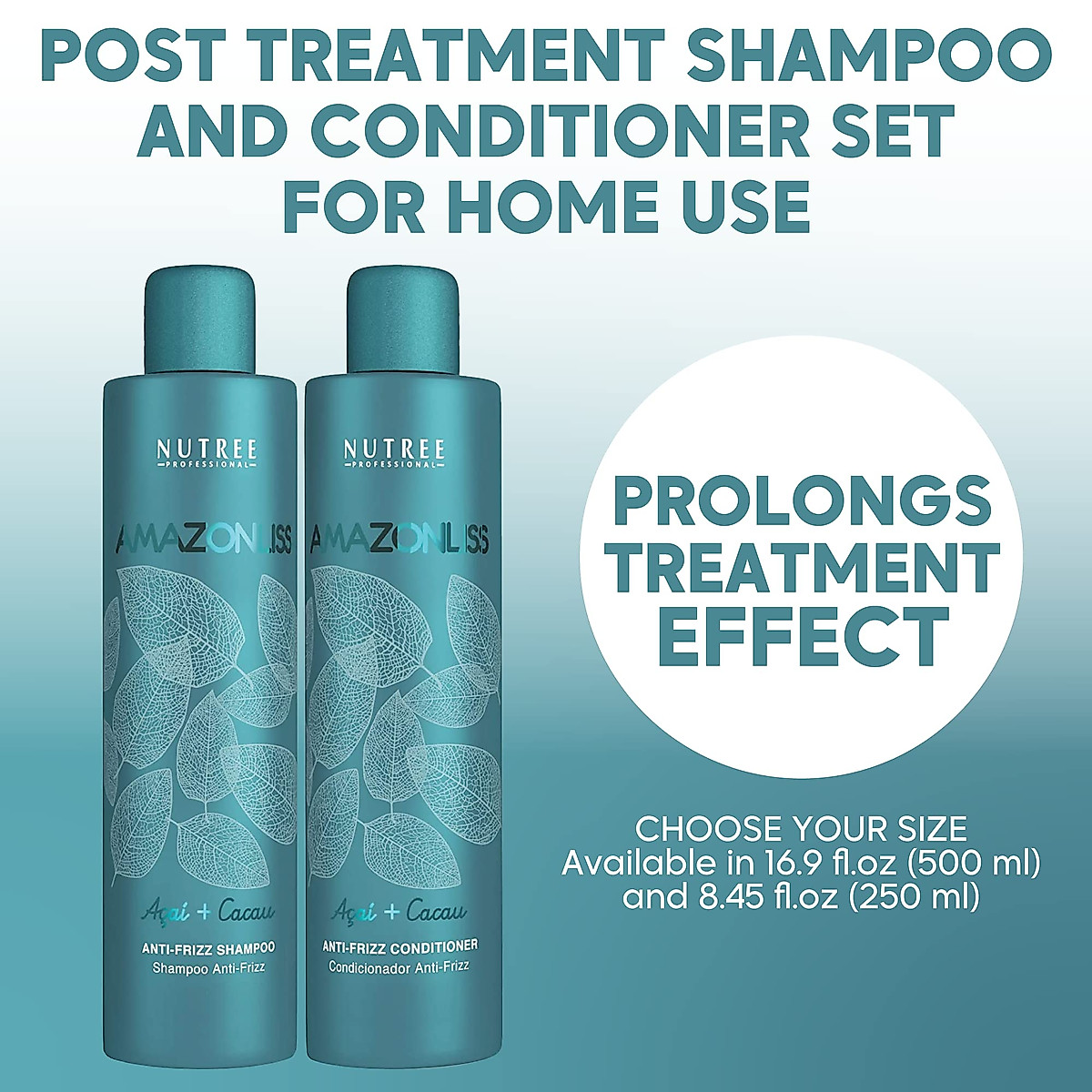 Anti-Frizz Natural Shampoo & Conditioner Set for Keratin-Treated Hair - Prolongs Smoothness, Moisturizing, Nourishes and Strengthens - 16.9 fl.oz