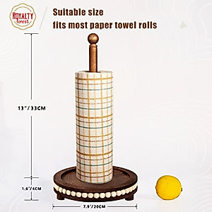 Royalty Forest Farmhouse Paper Towel Holder Wood – Handmade Wooden Paper Towel Holder Countertop for Kitchen – Espresso Paper Towel Holder Rustic – Boho Decor