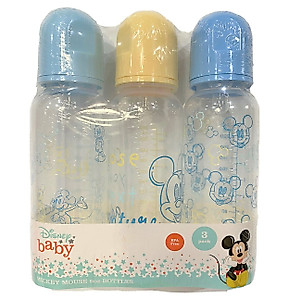 Baby Bottles 9 oz for Boys or Girls | 3 Pack of Disney Mickey Next Adventure Infant Bottles for Newborns and All Babies | BPA-Free Plastic Baby Bottle for Baby Shower