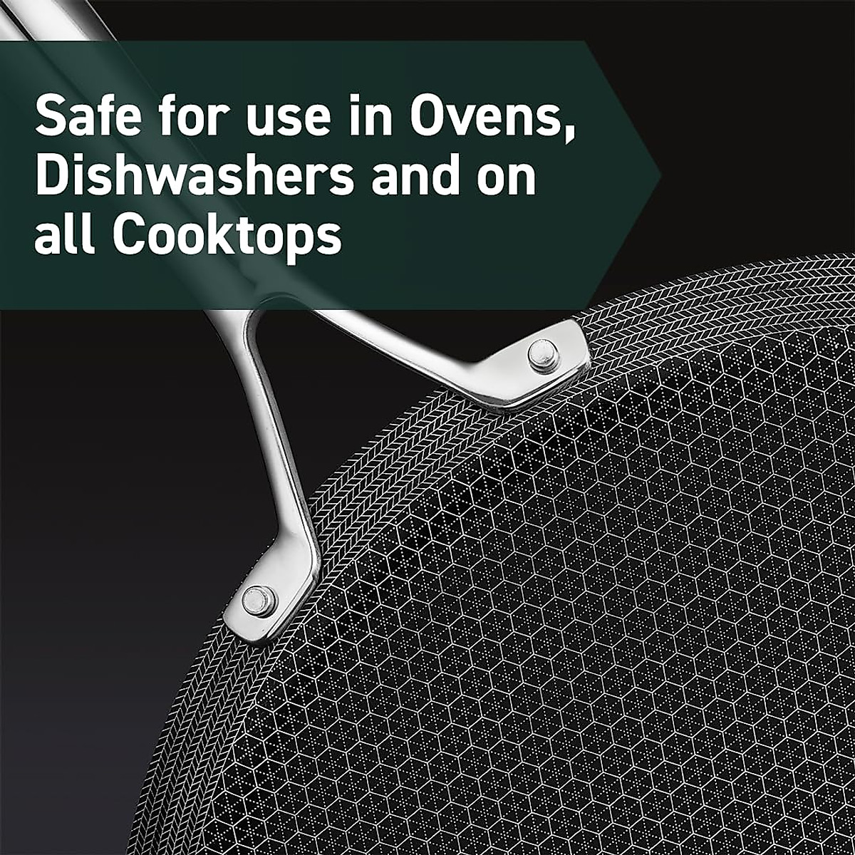 HexClad Hybrid Nonstick Griddle Pan, 12-Inch, Stay-Cool Handle, Dishwasher and Oven Safe, Induction Ready, Compatible with All Cooktops