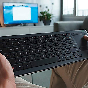 Logitech K830 Illuminated Living-Room Keyboard with Built-in Touchpad – Easy-access Media Keys and Shortcut Keys for Windows or Android