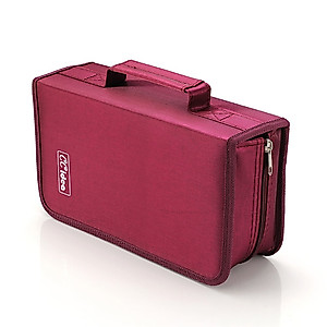 CCidea CD Case DVD Storage Holder, 128 Capacity DVD Cases Organizer CD Plastic Protective Carrying Binder,Portable Cd Wallet for Home Travel (Red)