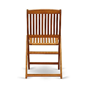 East West Furniture Cameron Foldable Patio Dining Chairs-Acacia Wood, Set of 2, Natural Oil