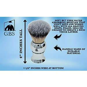G.B.S Plastic Polished Mirror Shaving Brush for Wet Shave Using Shaving Cream & Soap- Best Shave of Your Life for Safety Razor, Double Edge Razor, Straight Razor or Shaving Razor