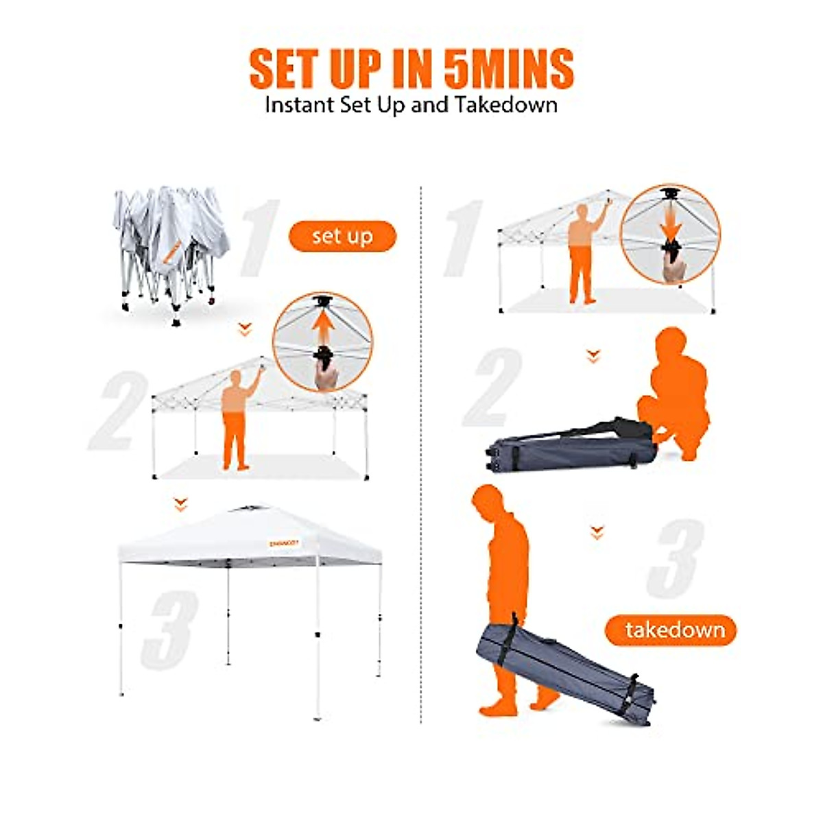 Pop Up Canopy Tent 10’ X 10’, ENGiNDOT Easy Set-Up Outdoor Canopy, Instant Canopy with Sidewall, Water Resistance Camping Canopy for Party/Exhibition/Picnic