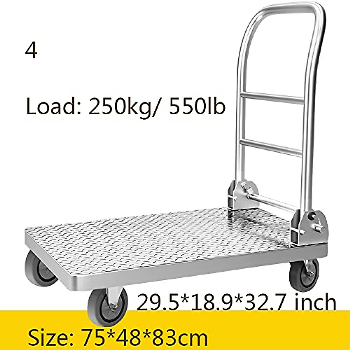 Hand Trucks Folding Platform Truck Steel Chassis and Handle Moving Push Hand Truck for Warehouse Basements Rolling Flatbed Cart Easy Transport Push Cart (Size : 71 Mute fire)