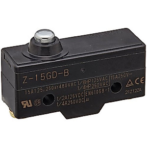 Omron Z-15GD-B General Purpose Basic Switch, Short Spring Plunger, Screw Terminal, 0.5mm Contact Gap, 15A Rated Current