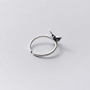 Vintage Cute Bee Statement Adjustable Open Rings for Women Retro S925 Sterling Silver Nickel Free Fashion Personalized Dainty Animal Insect Knuckle Tail Finger Rings Hypoallergenic Jewelry