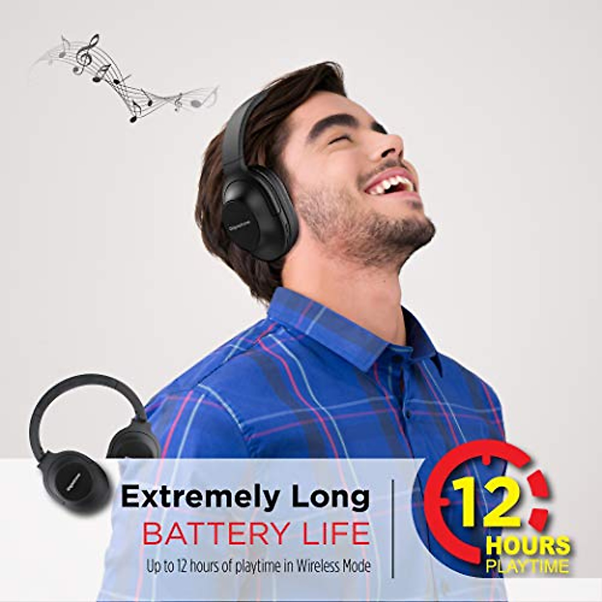 Gigastone Bluetooth Headphones Over Ear, Hi-Fi Stereo Wireless Headset Foldable Soft Earmuffs Around Ear Built-in Mic Wired Mode Compatible with Apple iPhone, Android Phones, PC, Good Looking