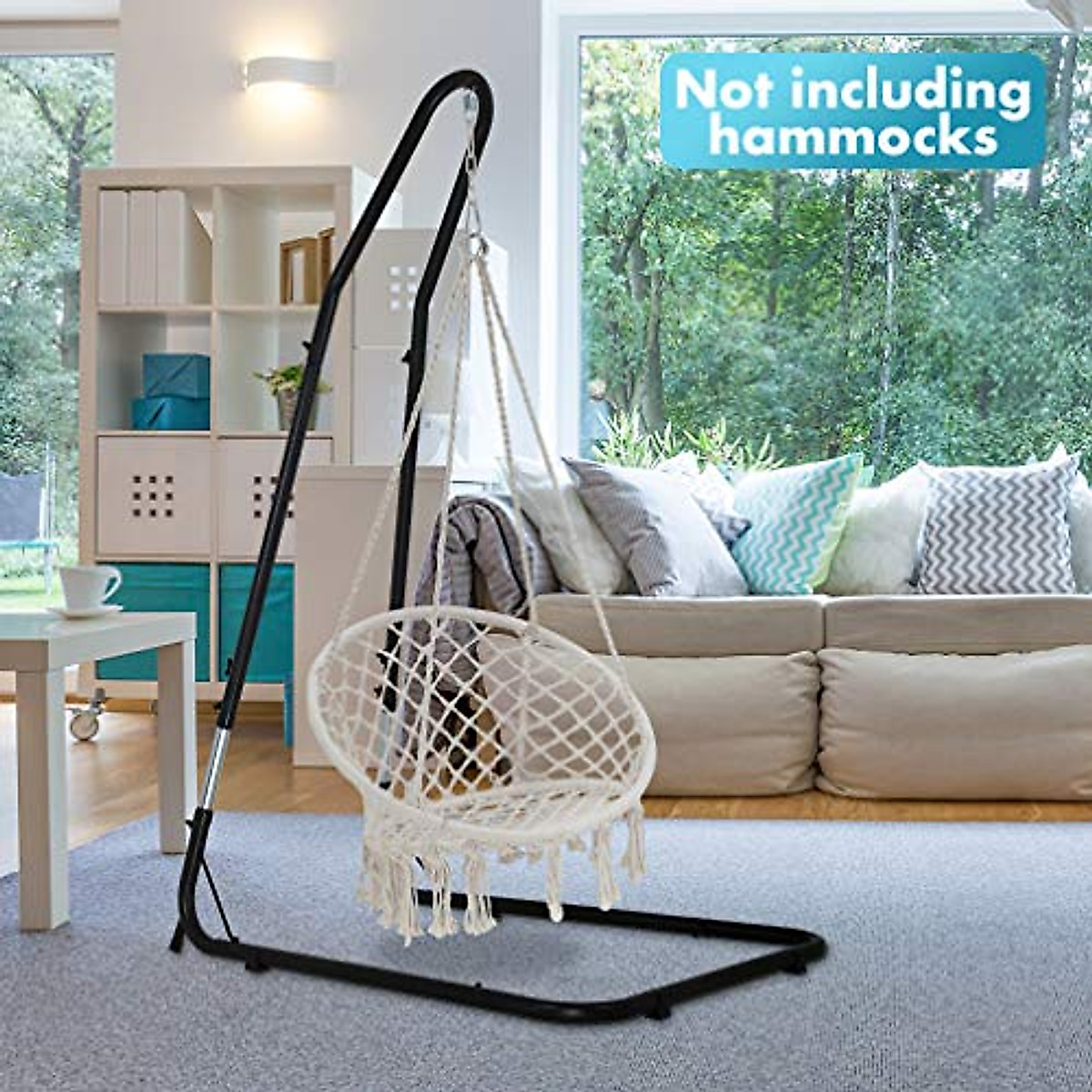 Hammock Stands Hammock Chair Stands Outdoor Solid Steel Heavy Duty Stand Only Construction for Hanging Hammock Air Porch Swing Chair Indoor（Stand Only）