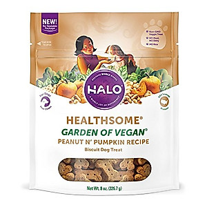 Halo Garden of Vegan Dog Treats, Training Treats for Dogs, Peanut N' Pumpkin 8oz Bag