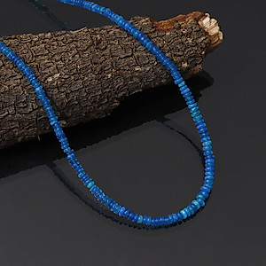A&M Smooth Opal Rondelle Beaded Necklaces, Blue Opal Bead Jewelry, Handmade Gift Idea, 925 Silver Necklace, Statement Necklace Jewelry, Blue Opal Women Necklace