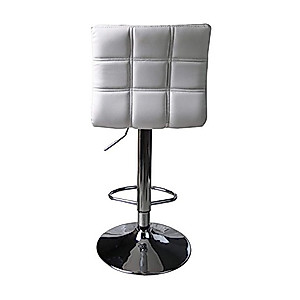 Contemporary Bar Stools Hight Adjustable Seat Hydraulic 360 Degree Swivel Sturdy Steel Frame Quadrate cushion Seat Dining Chair Bar Pub Stool Home Office Furniture - Set of 4 White #1935wht