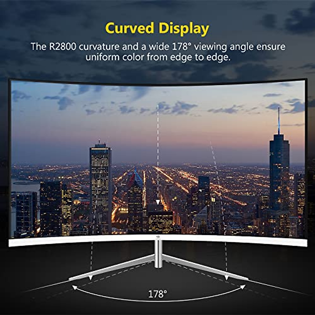 Z-Edge 27-inch Curved Gaming Monitor, Full HD 1080P 1920x1080 LED Backlight Monitor, with 75Hz Refresh Rate and Eye-Care Technology, 178° Wide View Angle, Built-in Speakers, VGA+HDMI