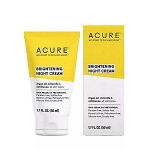 ACURE Brightening Night Cream - Night Time Moisturizer Cream for Face & Neck - 100% Vegan Formula with Argan Oil, Chlorella & Echinacea - Hydration & Moisturizing for All Skin Types - 1.7 Fl Oz