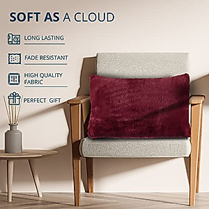 Throw Blanket & Throw Pillow Covers 5 Piece Set - Faux Fur Soft Throw Blanket for Couch & Pillow Protectors - 60"x50" Fleece Blanket with 4 Decorative Pillows Covers, Purple Potion