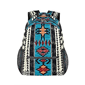 Aztec School Backpacks for Girl Student Daybag Water Resistant，Navajo Pattern Travel Schoolbag for Women/Men College Bookbags Medium