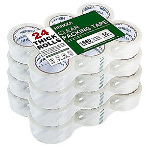 HERKKA Clear Packing Tape, 24 Rolls Heavy Duty Packaging Tape for Shipping Packaging Moving Sealing, Thicker Clear Packing Tape, 1.88 inches Wide, 65 Yards Per Roll, 1560 Total Yards