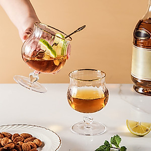 MSUIINT 2 Pcs Footed Ice Cream Cups, 7 Oz Small Cute Clear Glass Dessert Bowls/cups for Dessert, Sundae, Ice Cream, Fruit, Salad, Snack, Cocktail, Condiment, Trifle and Holiday Party, Clear Gold