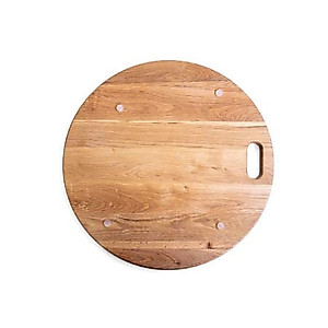 LUX American Oak Wood Diameter 19 inches Oversized Charcuterie Board | Large Cheese Board | Serving Board With Handle for Serving Cheeses, Meats, Crackers, and Wine | Unique Gift (Round Cutting Board)