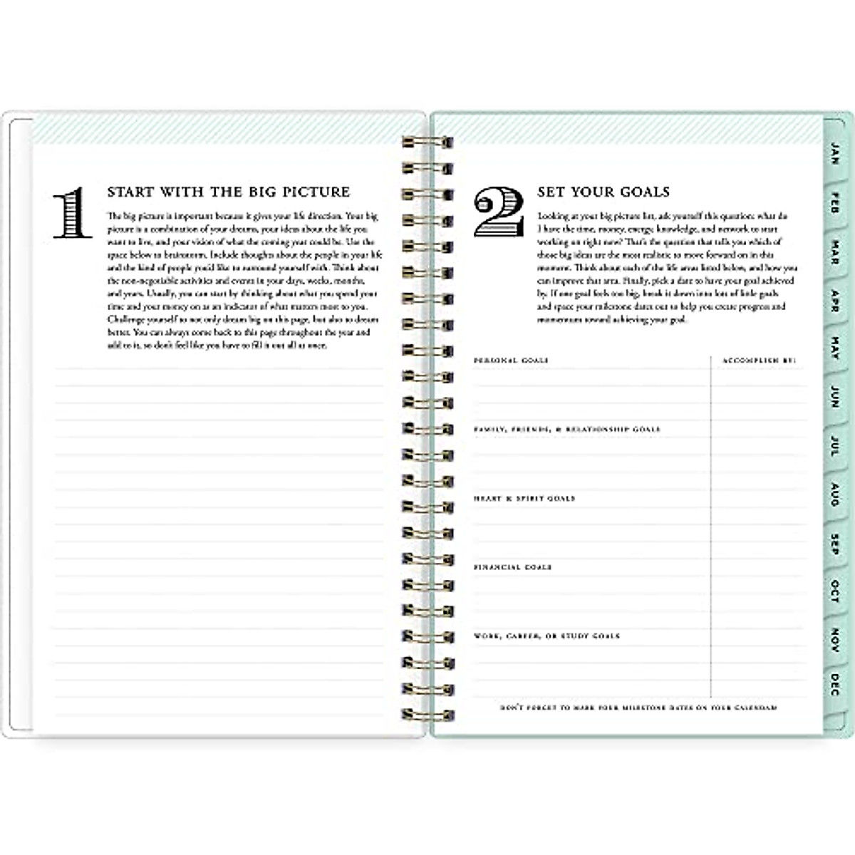 Day Designer for Blue Sky 2023 Weekly and Monthly Planner, 5" x 8", Frosted Cover, Wirebound, Secret Garden Mint (140103-23)