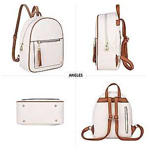 Montana West Anti Theft Mini Backpack Purse for Women Cute School Backpack for Teen Girls with Secured Zipper & Tassel, Beige & Brown