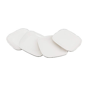 M&B GWPP Melamine Square Plates for Party, Set of 4 Dessert Salad Plates, Snacks, Appetizer Plates for restaurant indoor or outdoor picnic camping. (White)