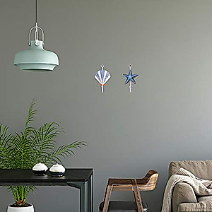 Cabilock 2Pcs Mediterranean Wall Hooks Clothes Hooks Sea Shell Coats Hat Key Rack Towels Hangers Nautical Decorative Hooks for Home Bedroom Beach Coastal Ornaments