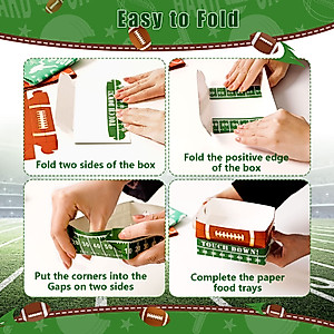 Axyi 50 Pack Football Party Paper Food Trays, Superbowl Party Decorations, Disposable Food Serving Paper, Football Party Food Boats Hot Dog Trays Movie Snack Trays, Combination