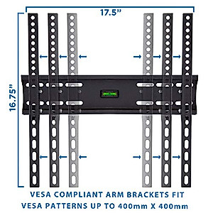Mount-It! Tilt TV Wall Mount Bracket Up to VESA 400x400 | Low-Profile Tilting Mounting Bracket Compatible with 32 to 55 Inch Flat Screen TVs, 77 Lbs Capacity
