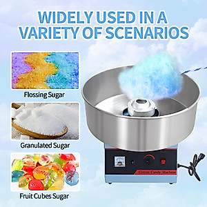 KODOM Cotton Candy Machine 1050W, Electric Commercial Cotton Candy Maker w/Stainless Steel Bowl, Candy Floss Machine Gift for Kids Birthday Family Party Halloween Christmas Festivals Blue