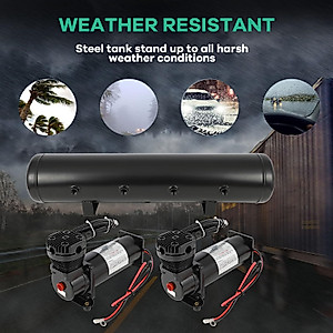 STAYTOP Dual Air Compressors 5 Gallon Air Tank for Air Suspension/Air Ride Bag/Train Horn/Spring, Onboard Air System Kit 200 psi Compressors