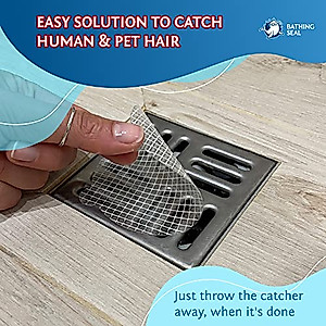 Disposable Drain Hair Catcher Stickers for Shower, White Mesh Stickers 4.3'', 25 PCS, Sticky Covers, Shower Drain Protector, Anti-Blockage