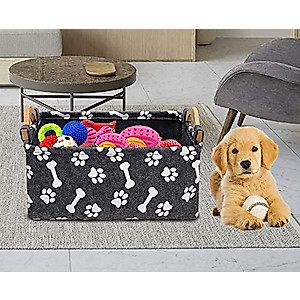 Morezi Felt Dog Storage Box and Puppy Toy Box Dog Clothes Box - Idea for organizing pet Toys, Blankets, leashes and Dry Food Grey
