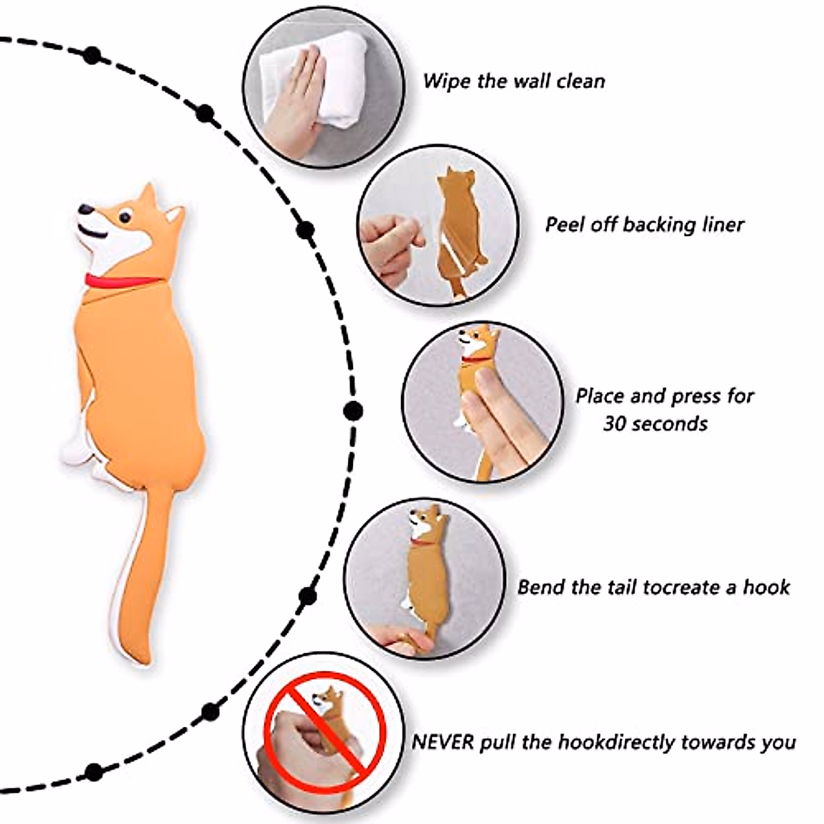 YISTOS Cute Animal Decorative Wall Hooks ,Kids Adhesive,Adhesive Shower Towel Hooks for Bathrooms Wall Mounted,Hat Key Hooks Decorative for Wall, Small Keychain Hook(3Pcs Cat,3 Pcs Dog), White