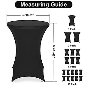 FestiCorp Spandex Black Table Cover, Cocktail Fitted Tablecloths, Round Highboy Stretch Table Covers Cloths for Party, Bar, Wedding, Birthday, Banquet, 30"-32" Diameter x 40"-43" Height