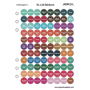 Young Living Essential Oil Labels Bottle Cap Stickers for YL EO Bottles 7 Sheets 616 Lid Stickers for Aromatherapy Containers YoungLiving Lid Stickers by Got Oil Supplies