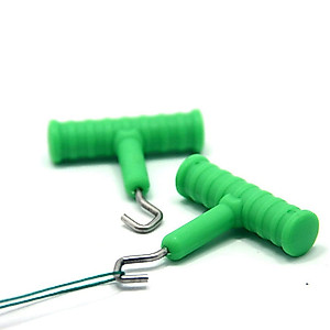 lasenersm 6 Pieces Knot Puller Fishing Knot Puller Fish Baiting Rig Tool Knotter Tie Tester Tightener Terminal Tackle Puller Knot Tool Accessory with T-Handle for Outdoor Fishing, Green