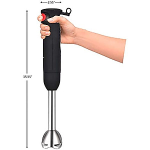 Caynel 500 Watt Immersion Hand Blender, 8 Variable Speeds Control with Turbo Setting, Ergonomic handle Multi-purpose Hand Mixer Pure Copper Motor Stainless Steel （5-in-1）