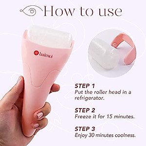 Ice Roller for Face and Gua Sha Facial Tools, BAIMEI Ice Face Roller Reduces Puffiness Migraine Pain Relief-Pink