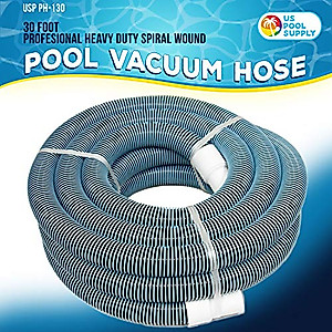 U.S. Pool Supply 1-1/2" x 30 Foot Professional Heavy Duty Spiral Wound Swimming Pool Vacuum Hose with Kink-Free Swivel Cuff, Flexible - Connect to Vacuum Heads, Skimmer, Filter Pump Inlet, Accessories