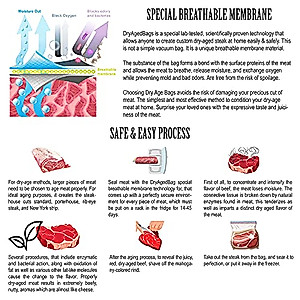 Dry Aging Bags for Meat Vacuum Sealer no Required easily create Dry Age Meat at Home breathable membrane KIT 5pcs 8x16 in (20x40cm) 1-5lb up to 2.5kg