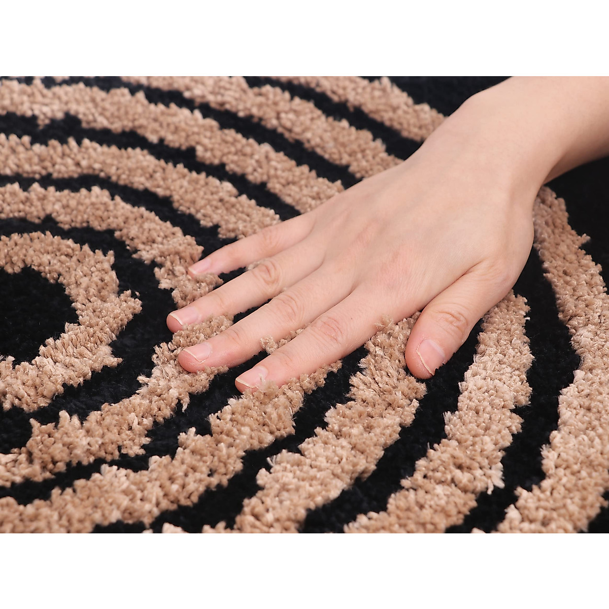 LABEND HOME Black Boho Rug Abstract Rugs - Geometric Bath Mat - Mid Century Modern Bathroom Mats - Bohemian Decor - Unique Cute Dorm Room Decor for College Girls Arches Art