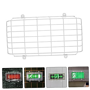 PHENOFICE 2pcs School Evacuation Sign Emergency Sign Covers Exit Sign Light Covers Wire Exit Sign Cage Emergency Light Exit Sign Wire Guard Light Switch Covers Guard LED Exit Sign Iron White