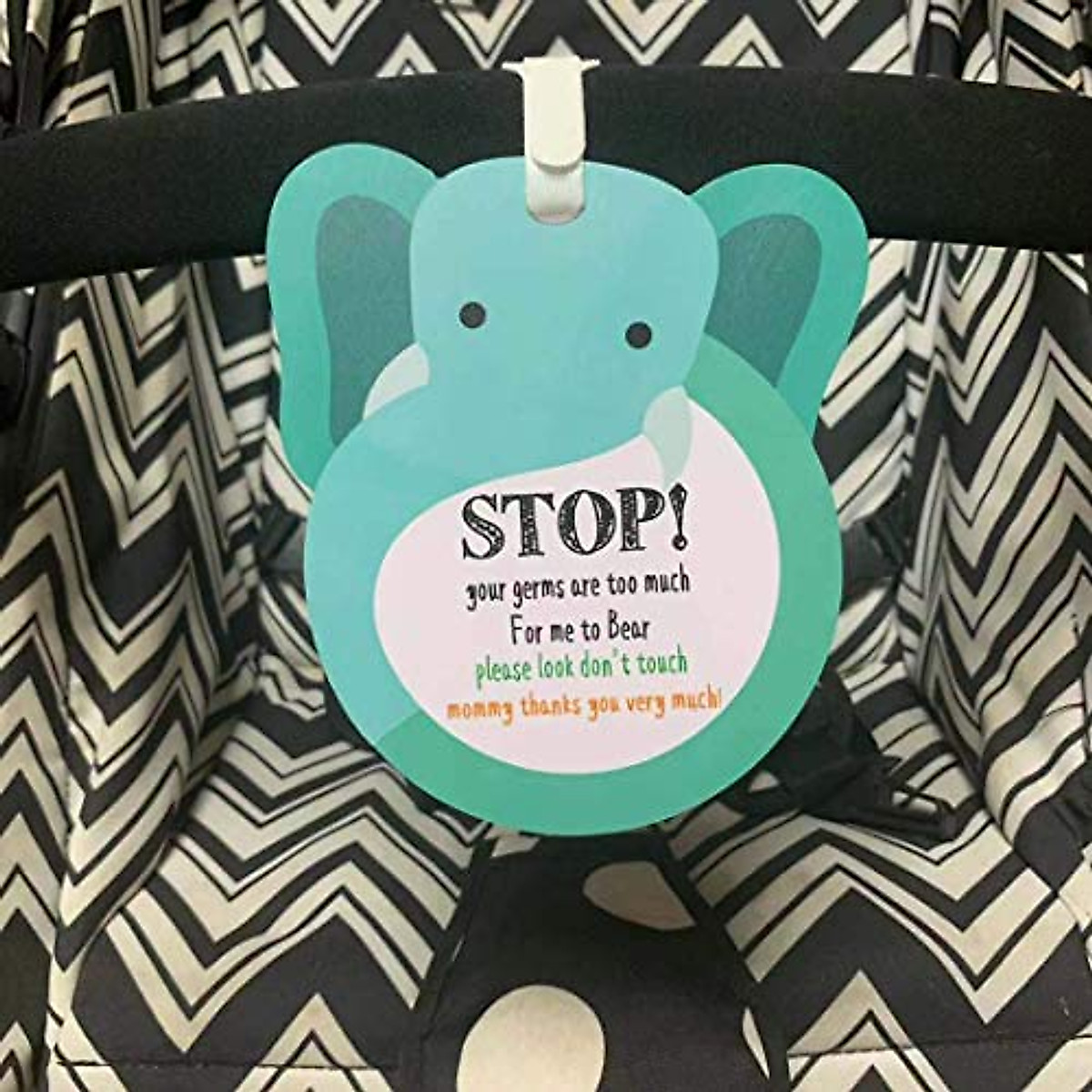 Elephant Baby Don‘t Touch Sign Baby Car Seat Cover Tag Newborn Stroller Tag Do Not Touch Sign for Baby Preemie No Touching Sign Vinyl Hard Board Baby Basket Tag with Hanging Straps 2 Set